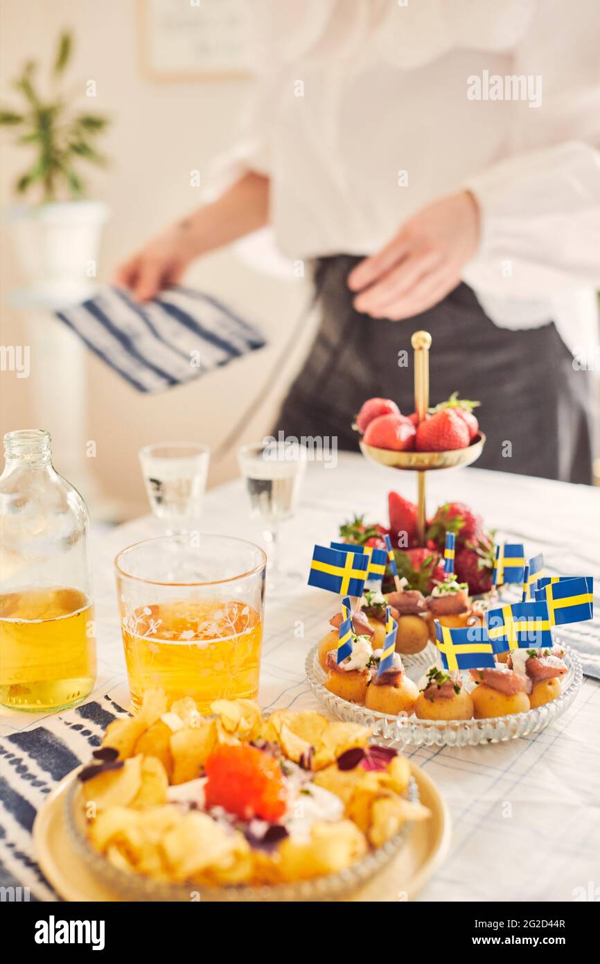 Food for traditional midsummer feast Stock Photo - Alamy