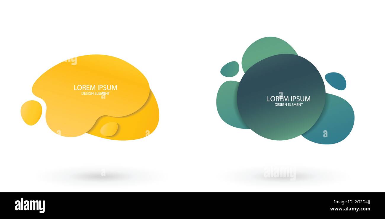 Fluid frame isolated on white background. Set of abstract liquid shapes ...