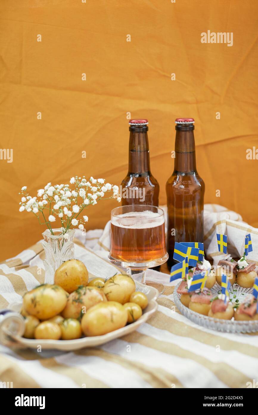 Food for traditional midsummer feast Stock Photo - Alamy