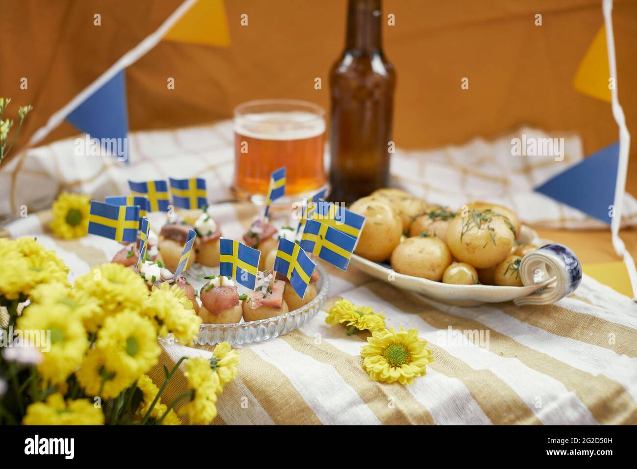 Food for traditional midsummer feast Stock Photo - Alamy