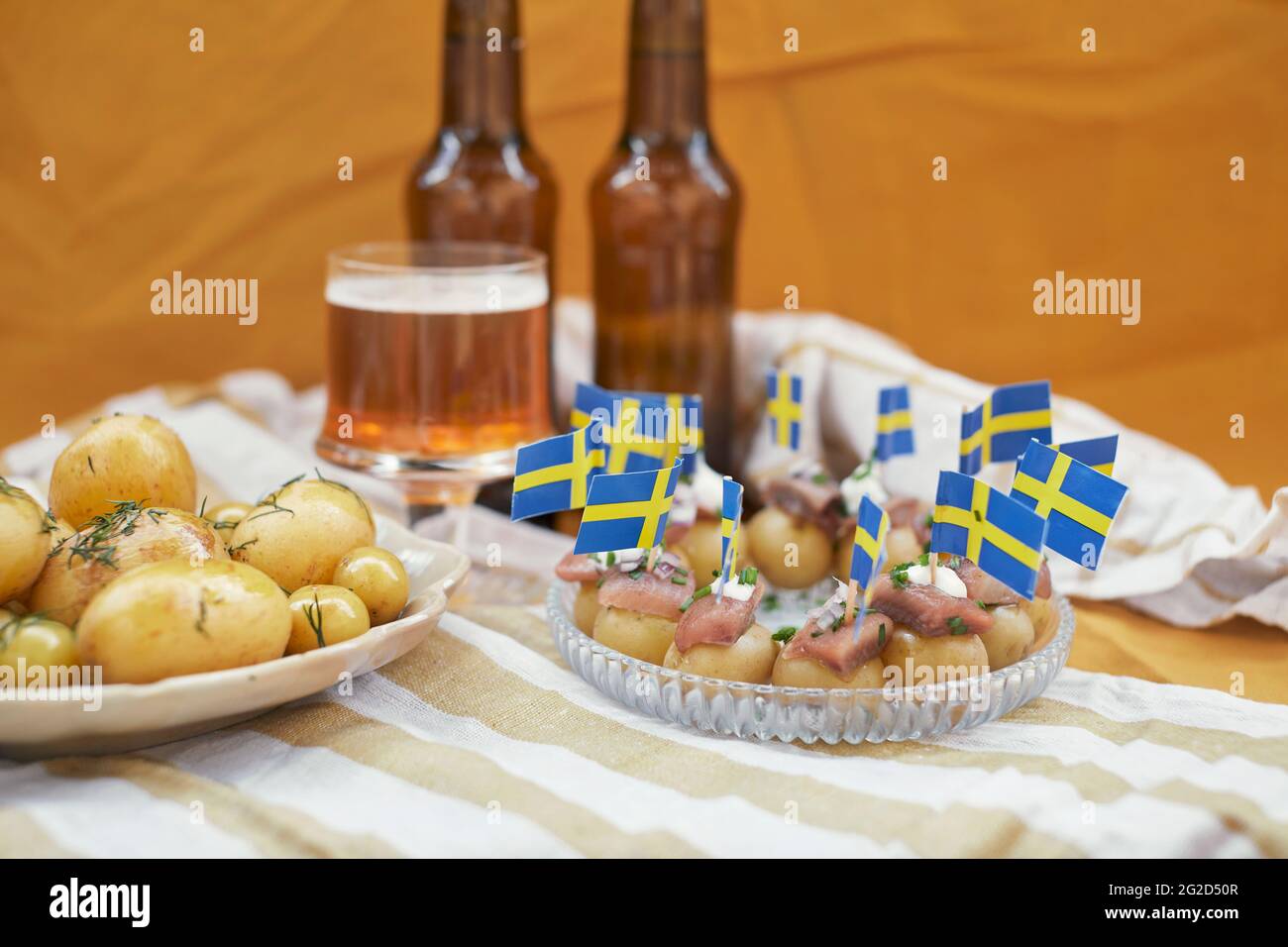 Food for traditional midsummer feast Stock Photo - Alamy