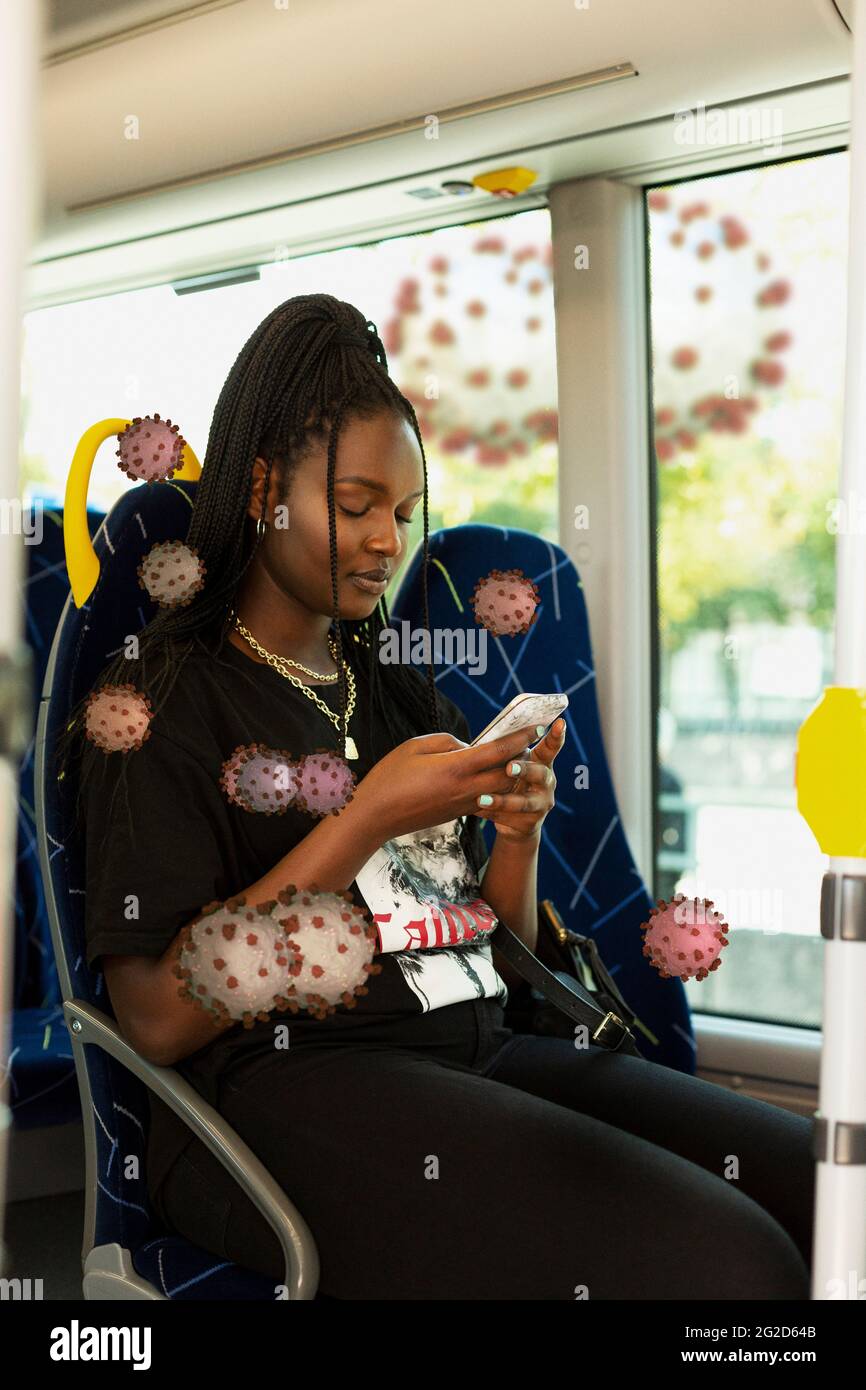 Young brunette woman sitting bus hi-res stock photography and images ...