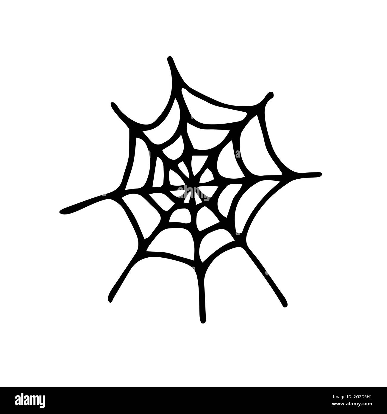Doodle spider web element. Hand drawn black cobweb isolated on white ...
