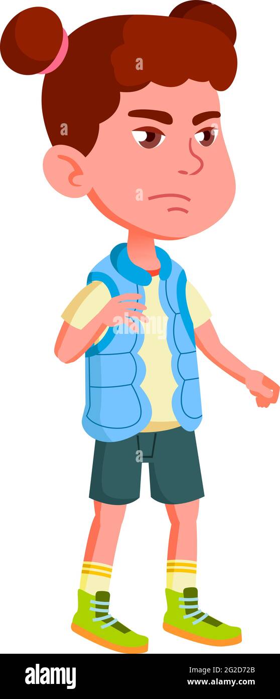 grumpy girl scout looking at her tent cartoon vector Stock Vector Image ...