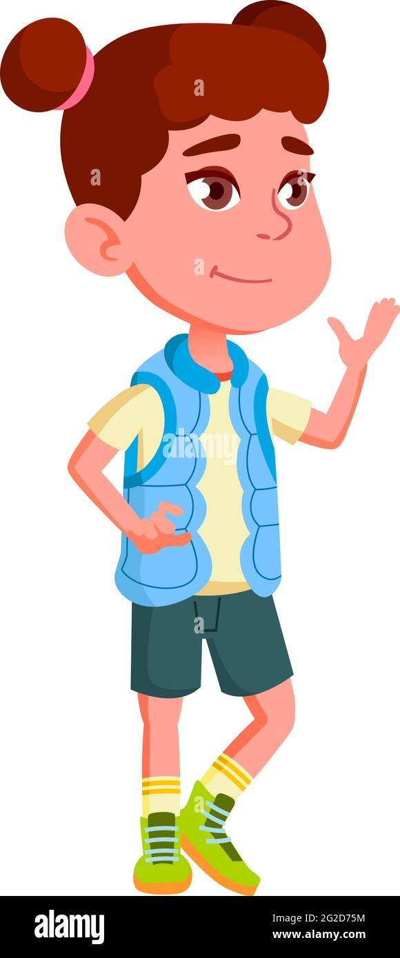 delighted little girl admiring lovely landscapes cartoon vector Stock ...