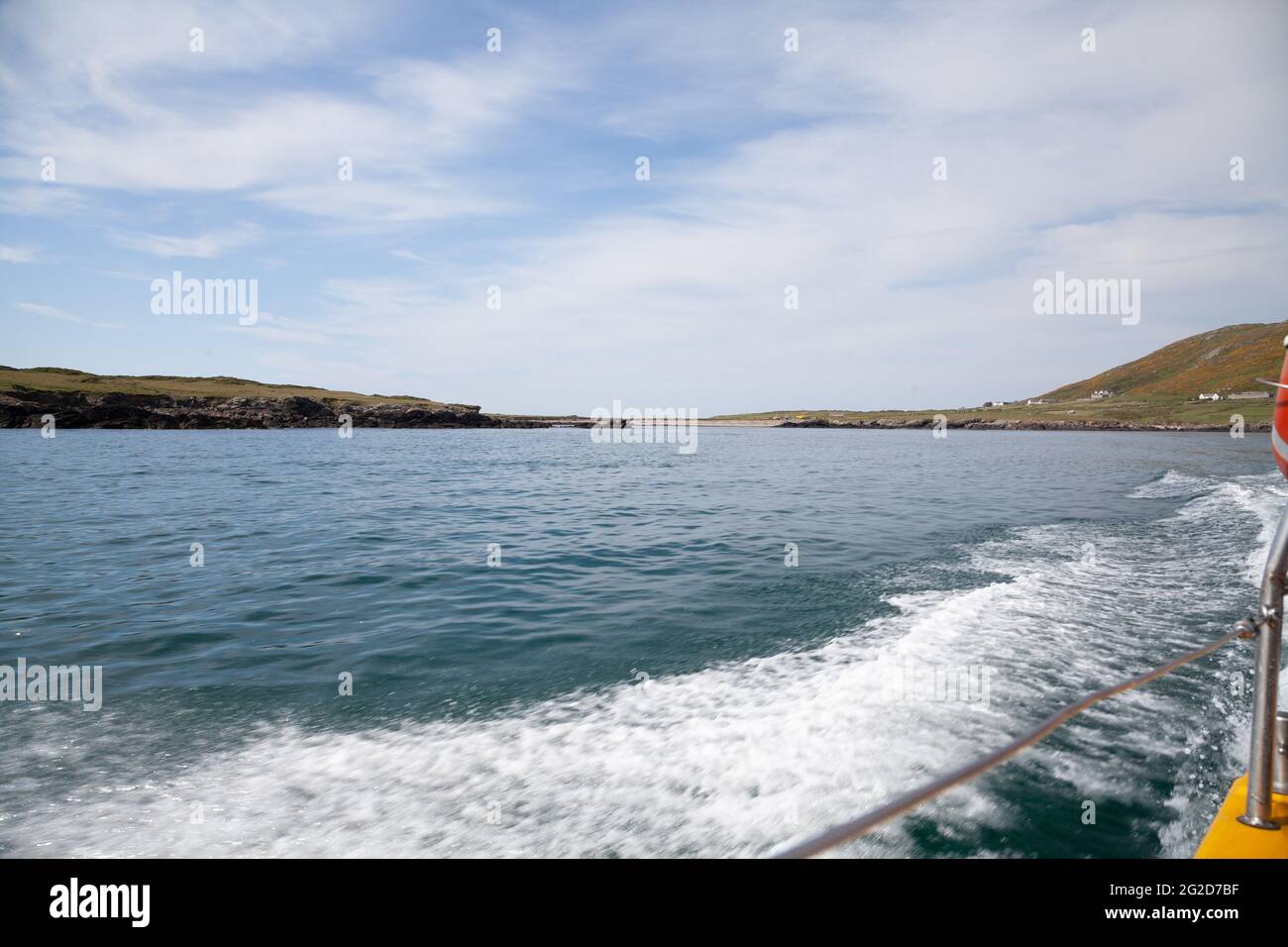 Ynys Enlli / Bardsey Island - seen from boat, leaving harbour due south ...