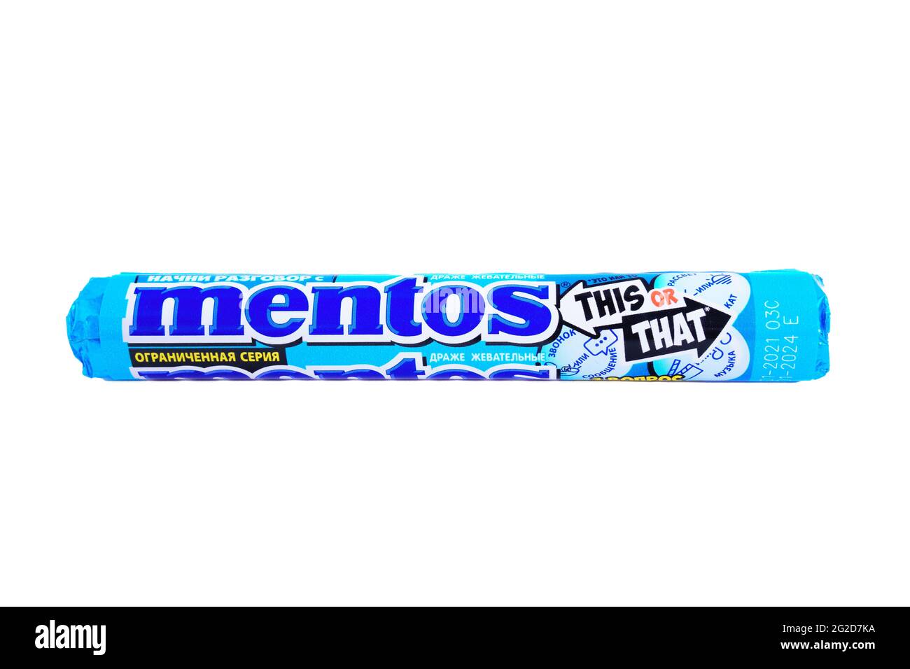 Tyumen, Russia-april 17, 2021: Mint Mentos isolated on white background ...