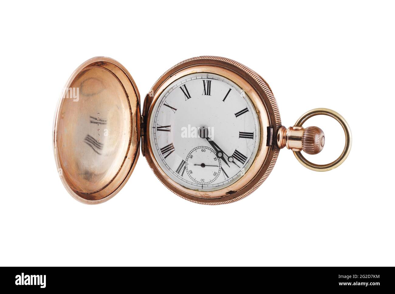 Ancient gold pocket watch isolated on a white background Stock Photo ...