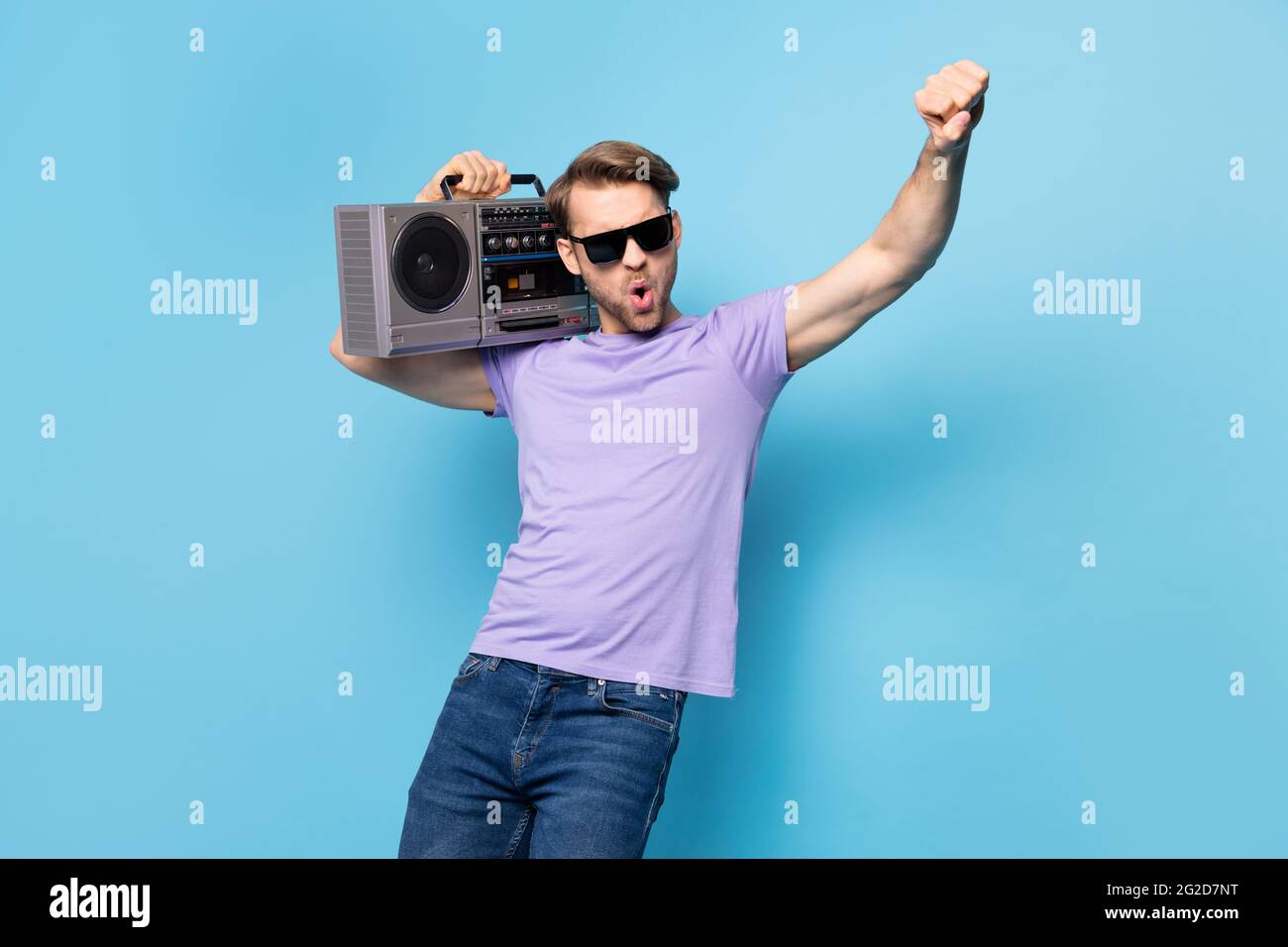 Young man boombox on shoulder High Resolution Stock Photography and ...