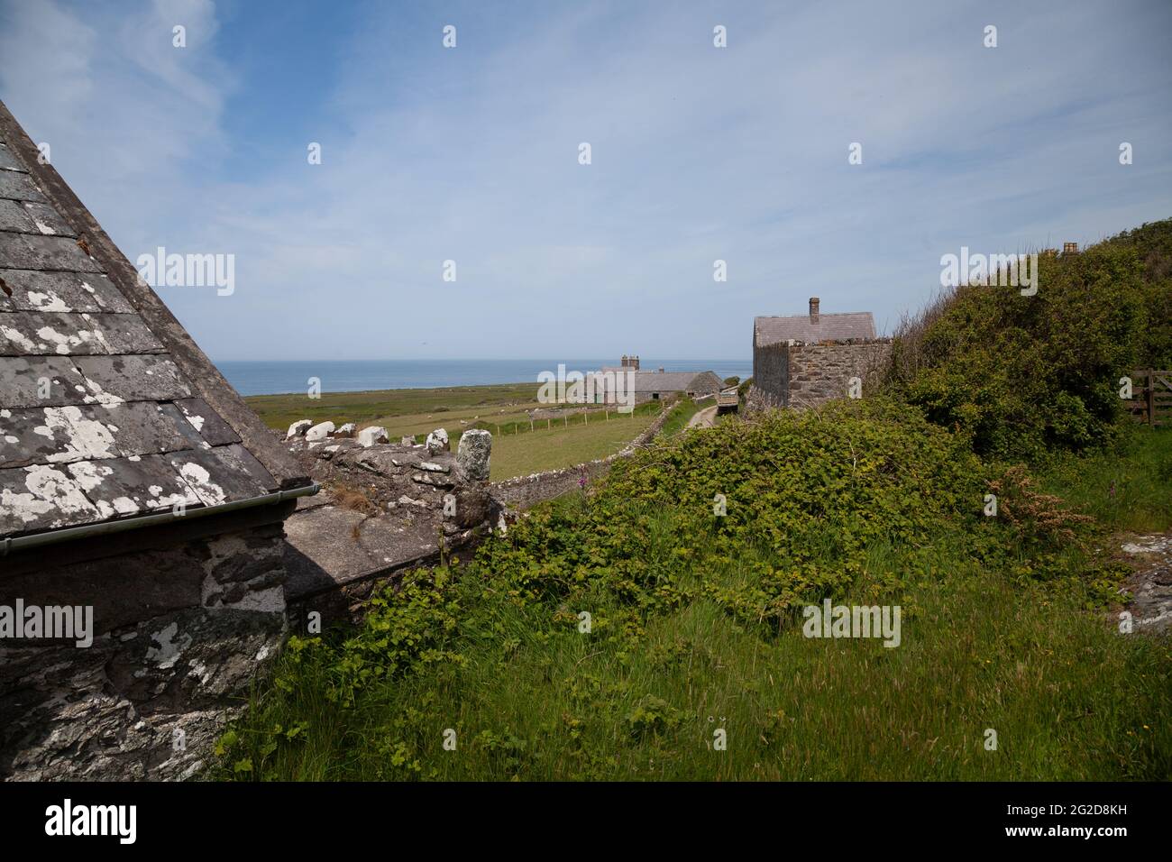 The view from behind Ysgol Ynys Enlli / Bardsey Island School looking ...