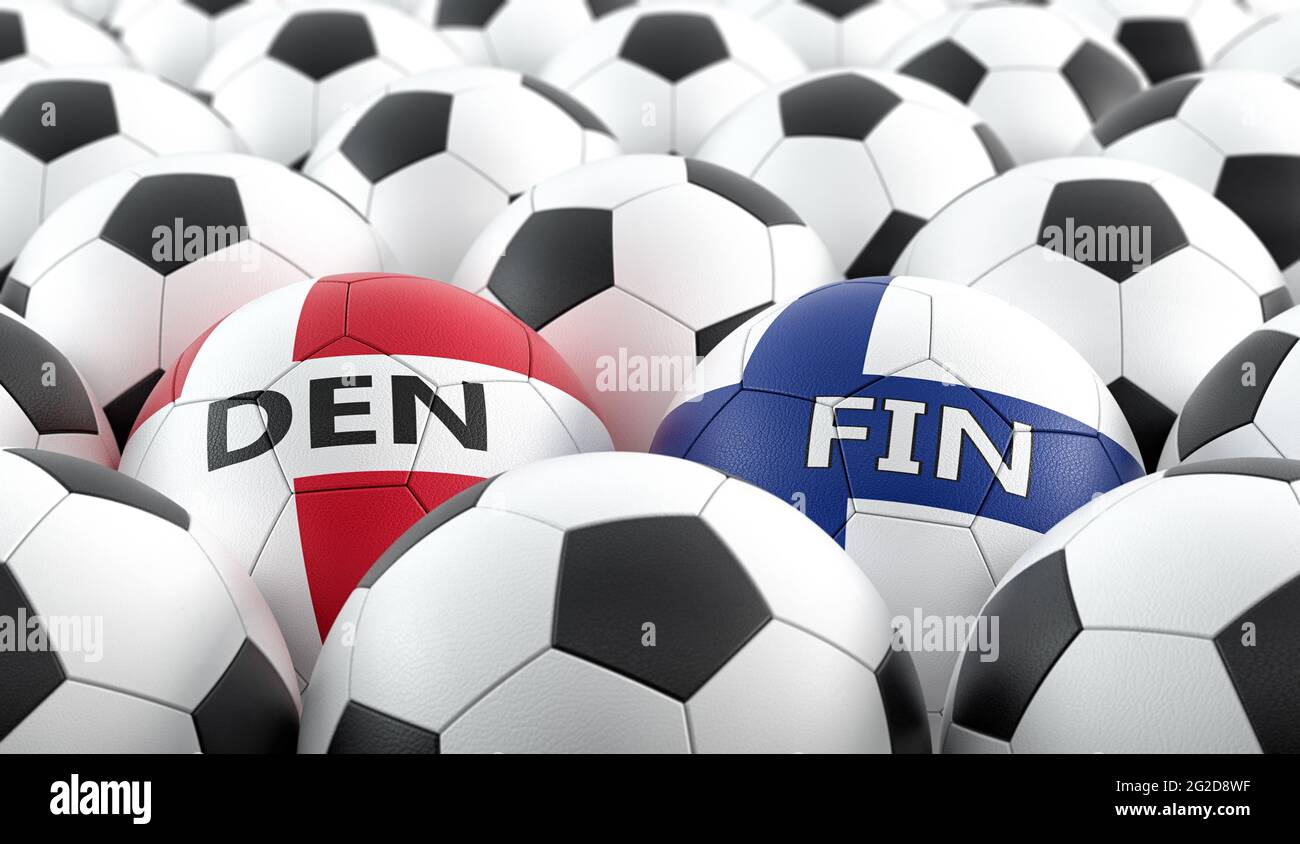 Denmark vs. Finland Soccer Match - Leather balls in Denmark and Finland ...