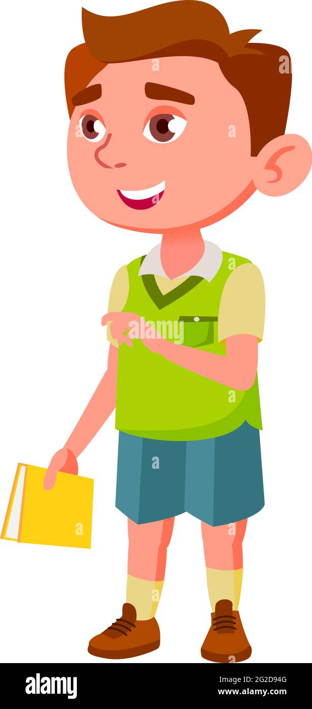 smiling boy with notebook talk with teacher on school lesson cartoon ...