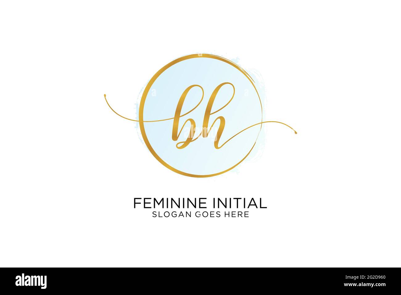 BH handwriting logo with circle template vector signature, wedding ...