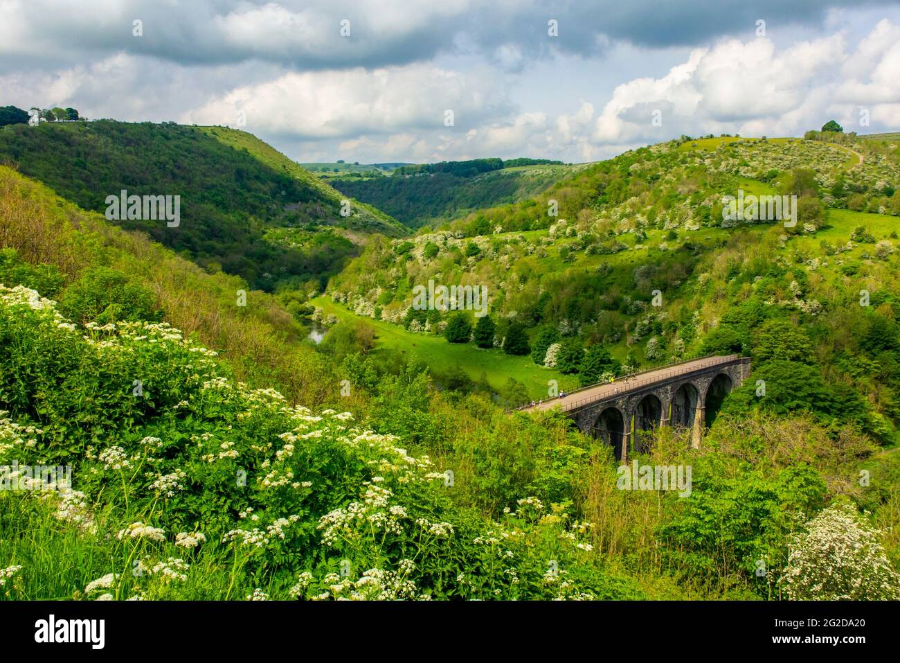 Early summer at Monsal Head a popular viewpoint in the Peak District ...