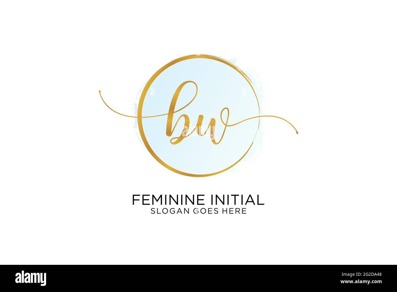 BW handwriting logo with circle template vector signature, wedding ...
