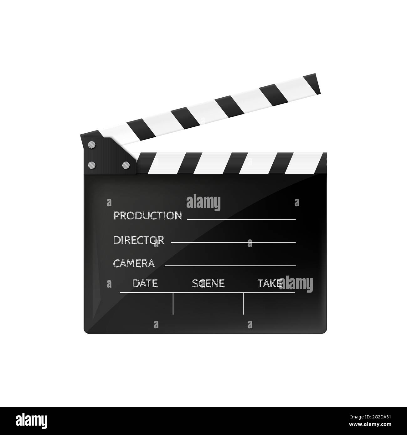 Movie clapper isolated on white. Black open clapperboard. Vector ...