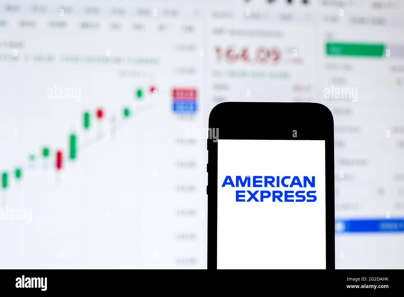 In this photo illustration an American Express logo seen displayed on a ...