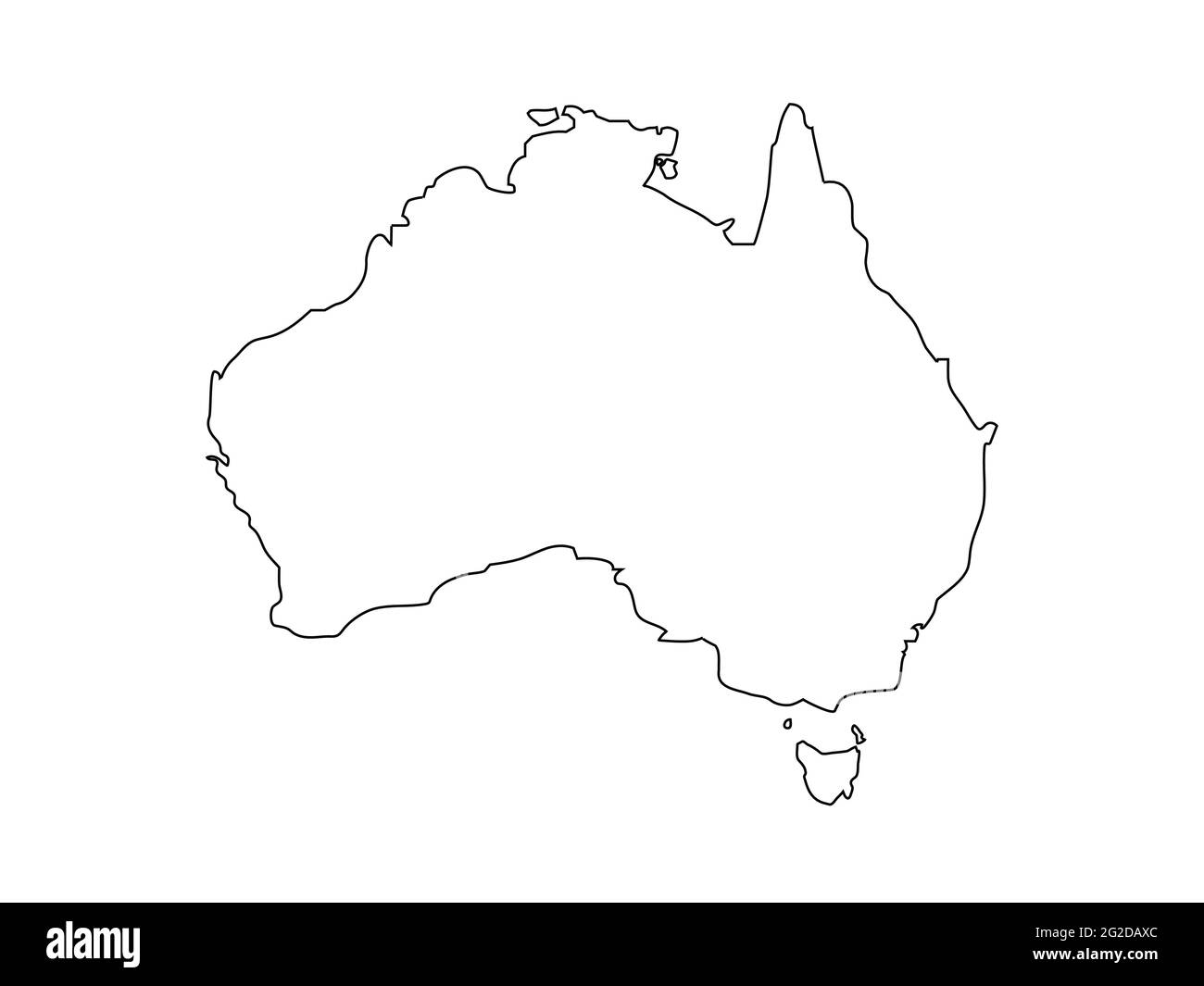 Australia stylized vector map isolated on white background. Black ...