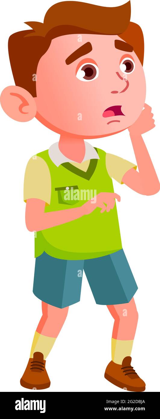 panic little boy shocking from news in kindergarten cartoon vector ...