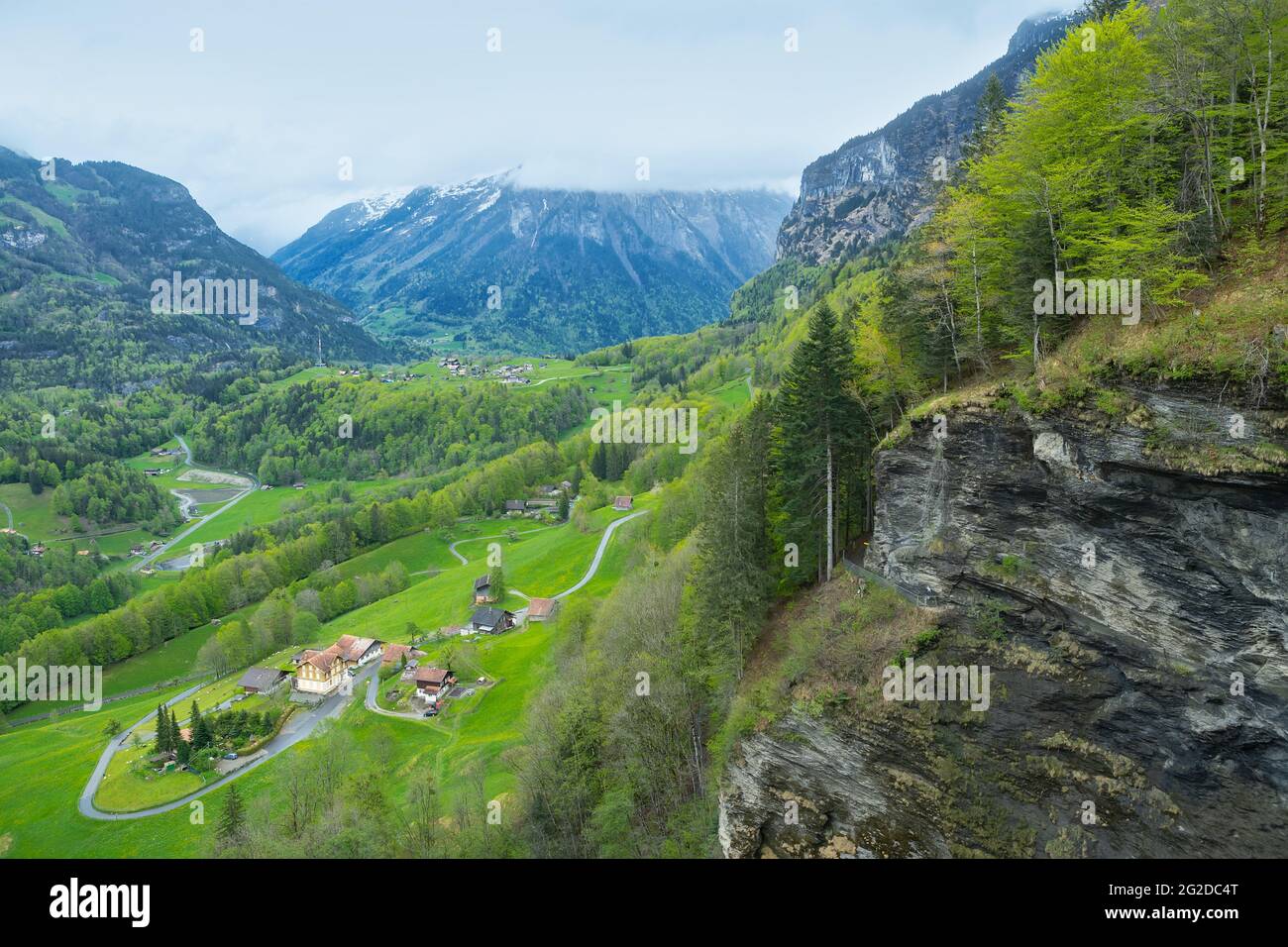 Meiringen, view from a waterfall Reichenbach, Switzerland Stock Photo ...