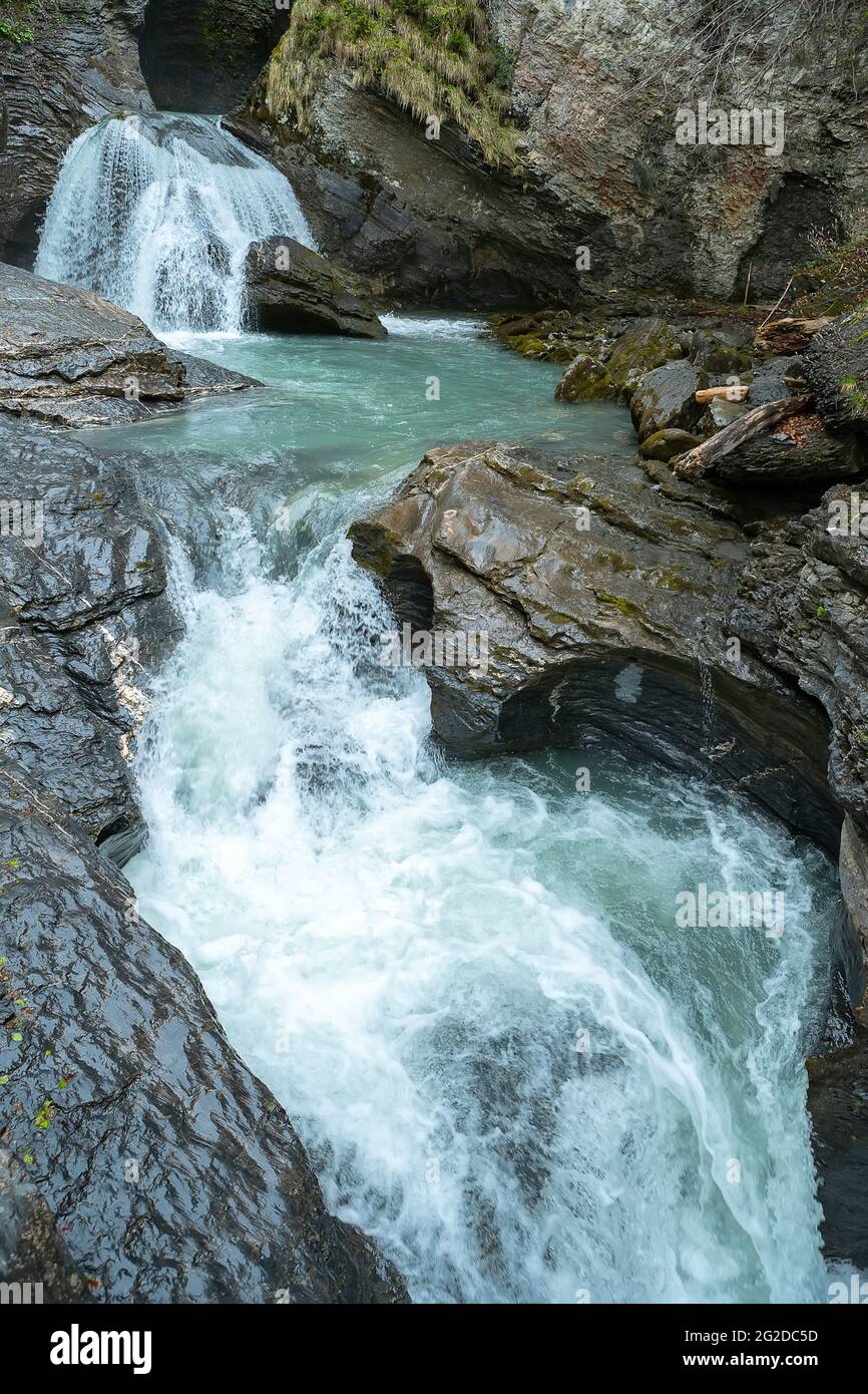 Reichenbach Falls waterfall in Switzerland. Upper part of the ...
