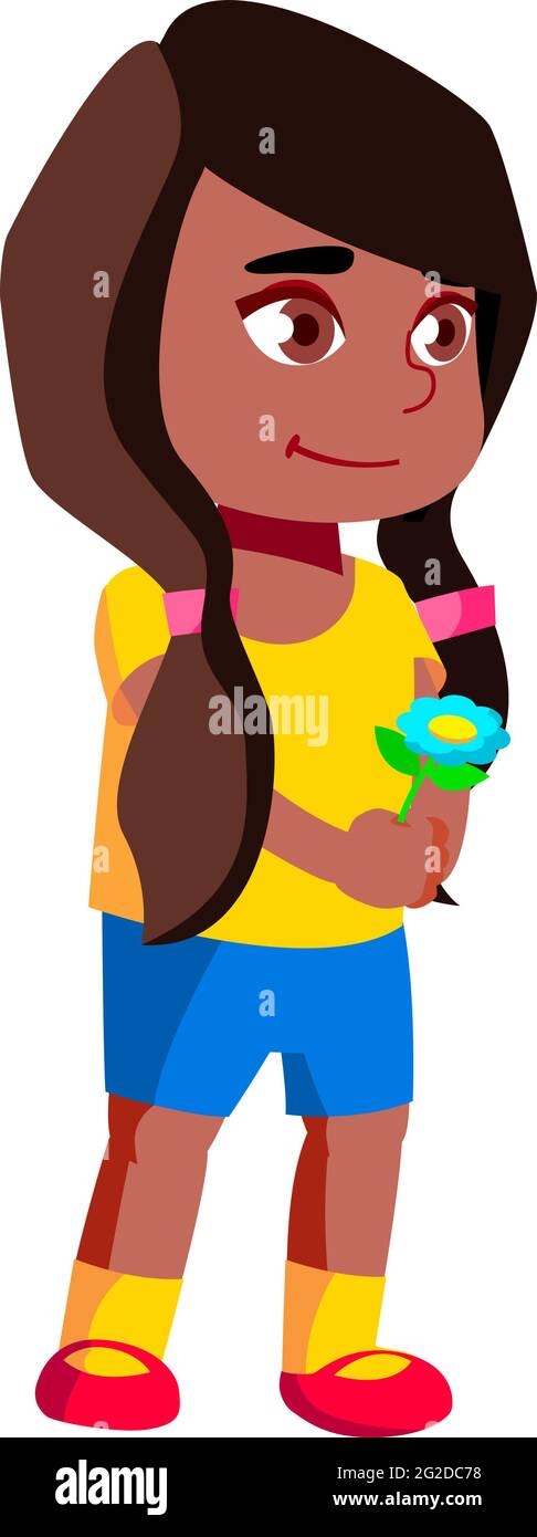 cute girl picking flowers in garden cartoon vector Stock Vector Image ...