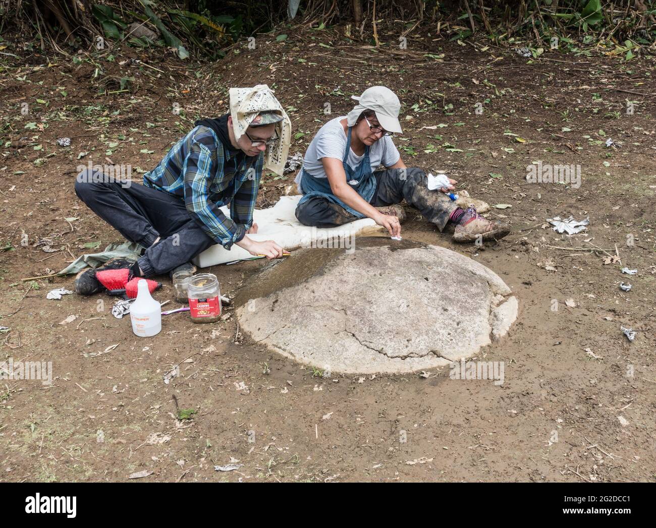 Archaeologists from the National Museum of Costa Rica investigating a ...