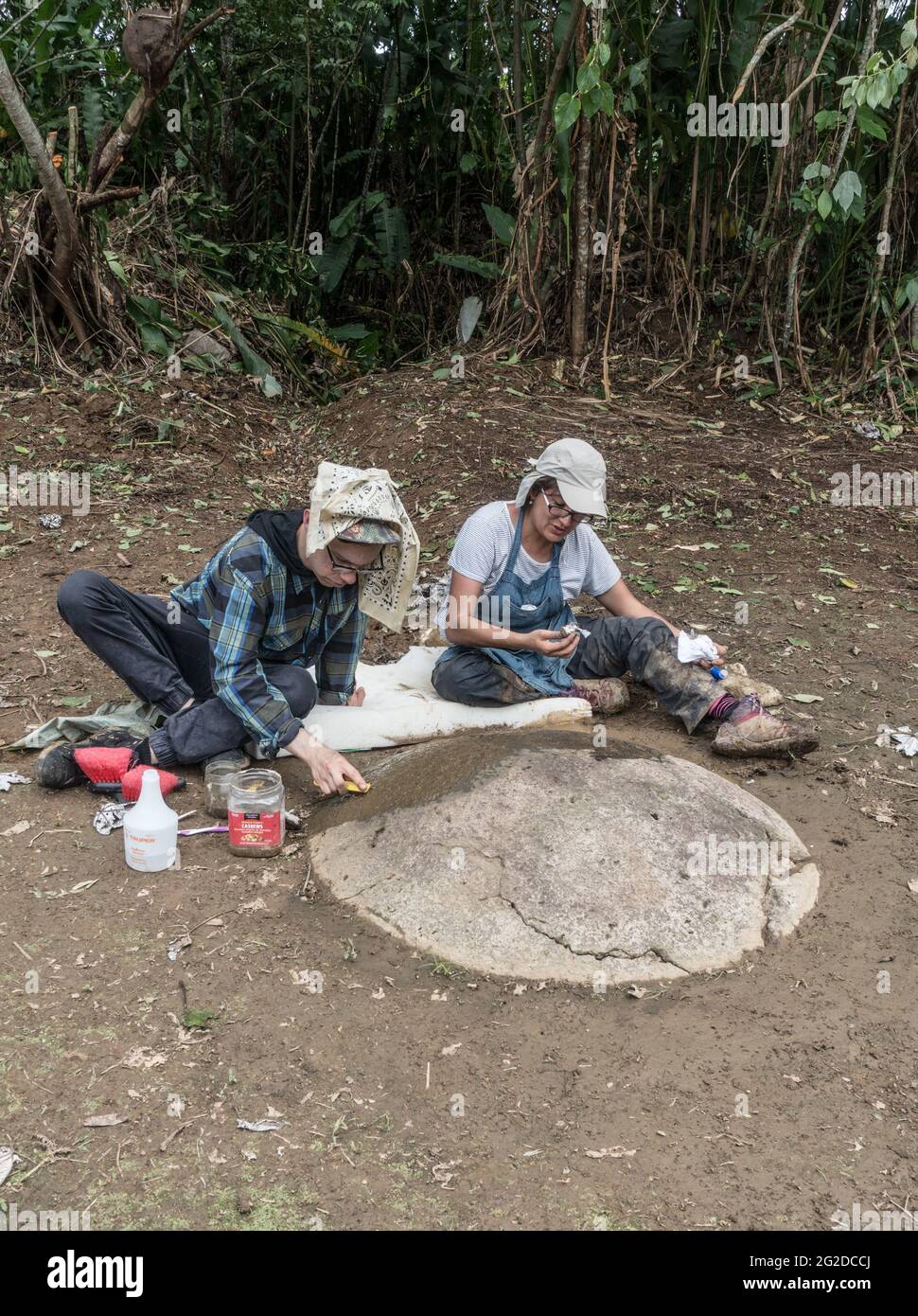 Archaeologists from the National Museum of Costa Rica investigating a ...