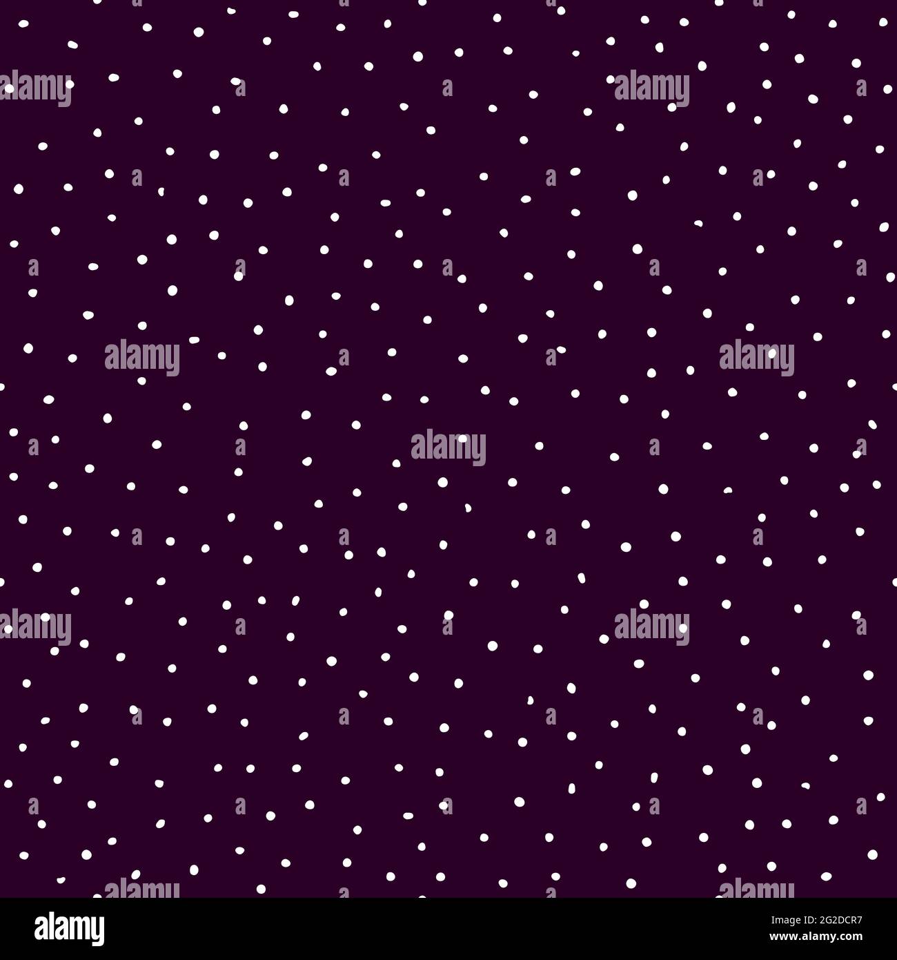 Seamless winter pattern. White random snowflakes on a dark violet sky ...