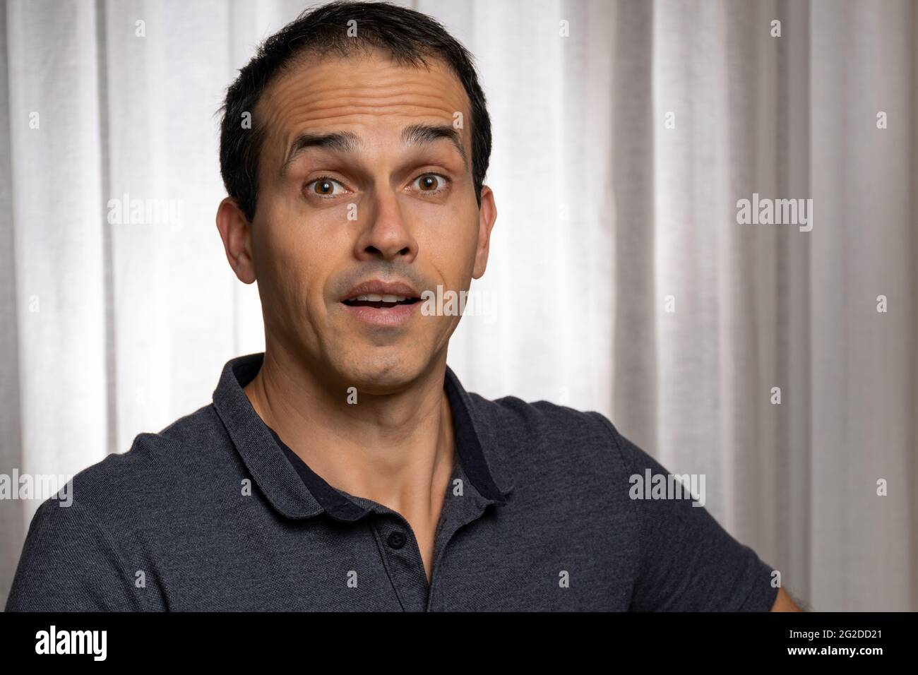 Mature Man 44 Years Old In Photo Session With Dark Blue Polo Shirt