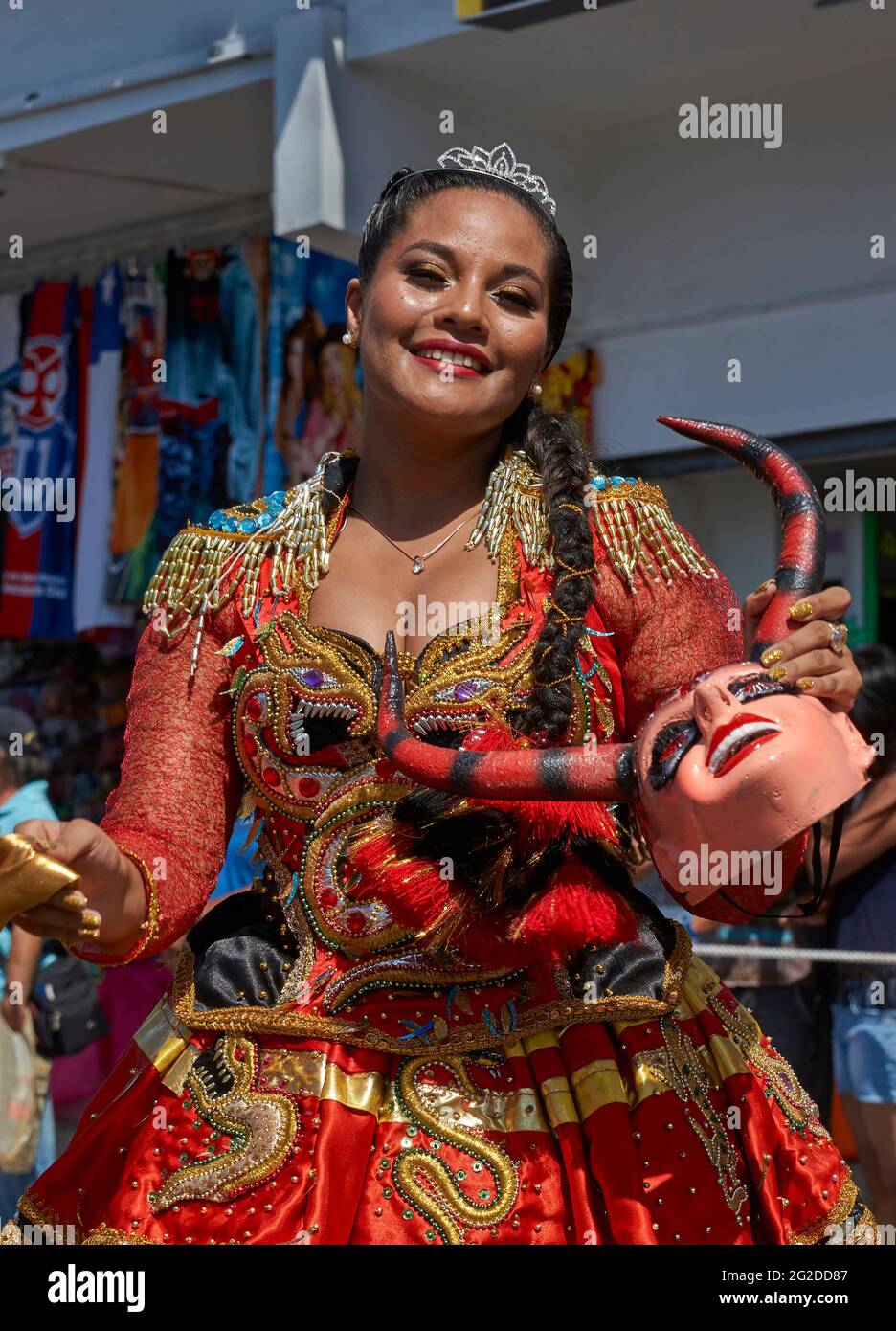 Young women performing the Diablada (dance of the devil) as part of the ...