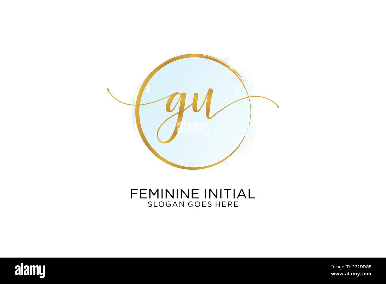 GU handwriting logo with circle template vector signature, wedding ...