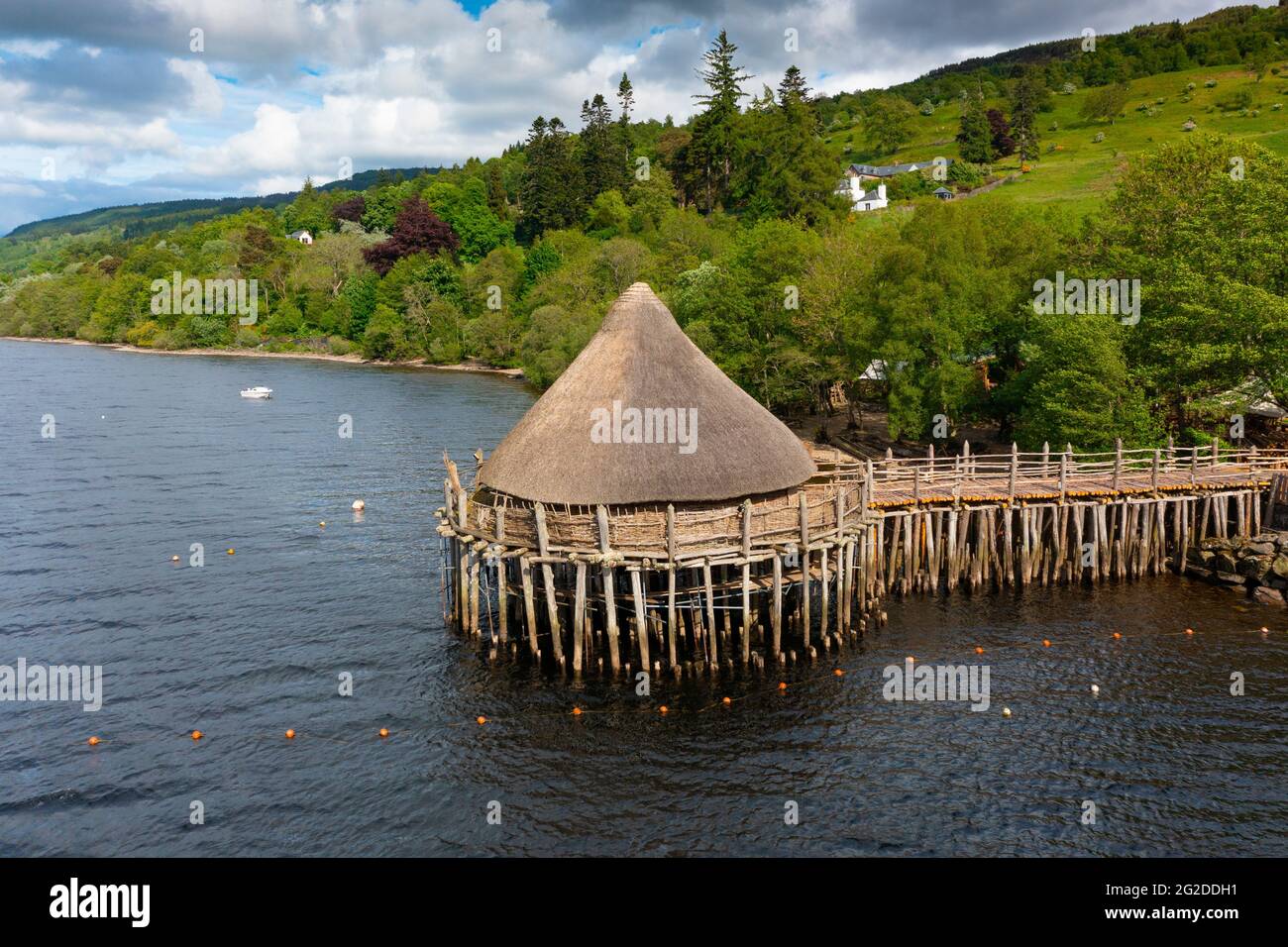 Crannog Iron Age loch dwelling at the Scottish Crannog Centre on Loch ...