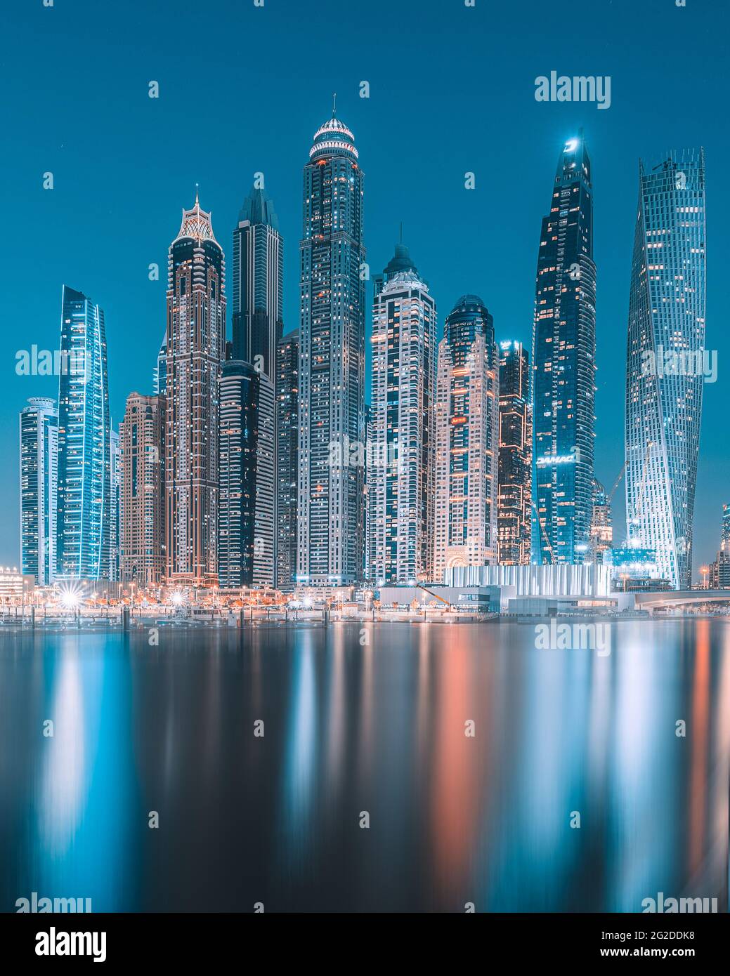 Jan 01, 1970: A vertical shot of bright modern skyscrapers of Dubai ...