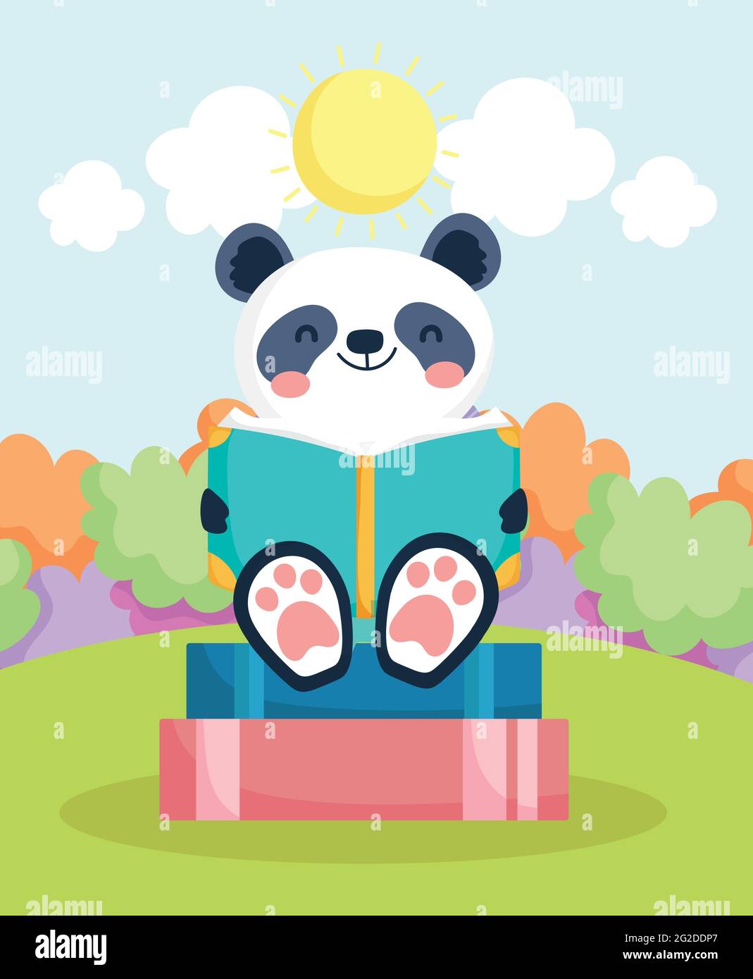 cute panda reading book Stock Vector Image & Art - Alamy