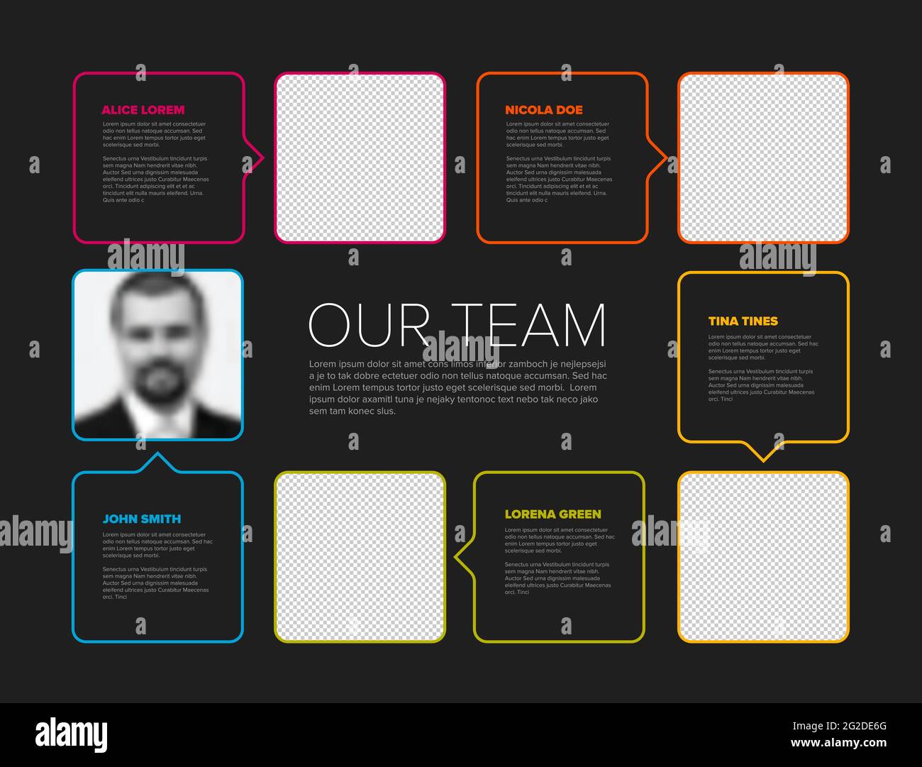 Company team color mosaic presentation template with team profile ...