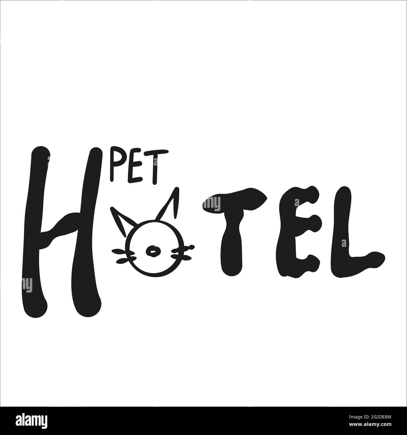 Pet hotel lettering phrase with cat face Stock Vector Image & Art - Alamy
