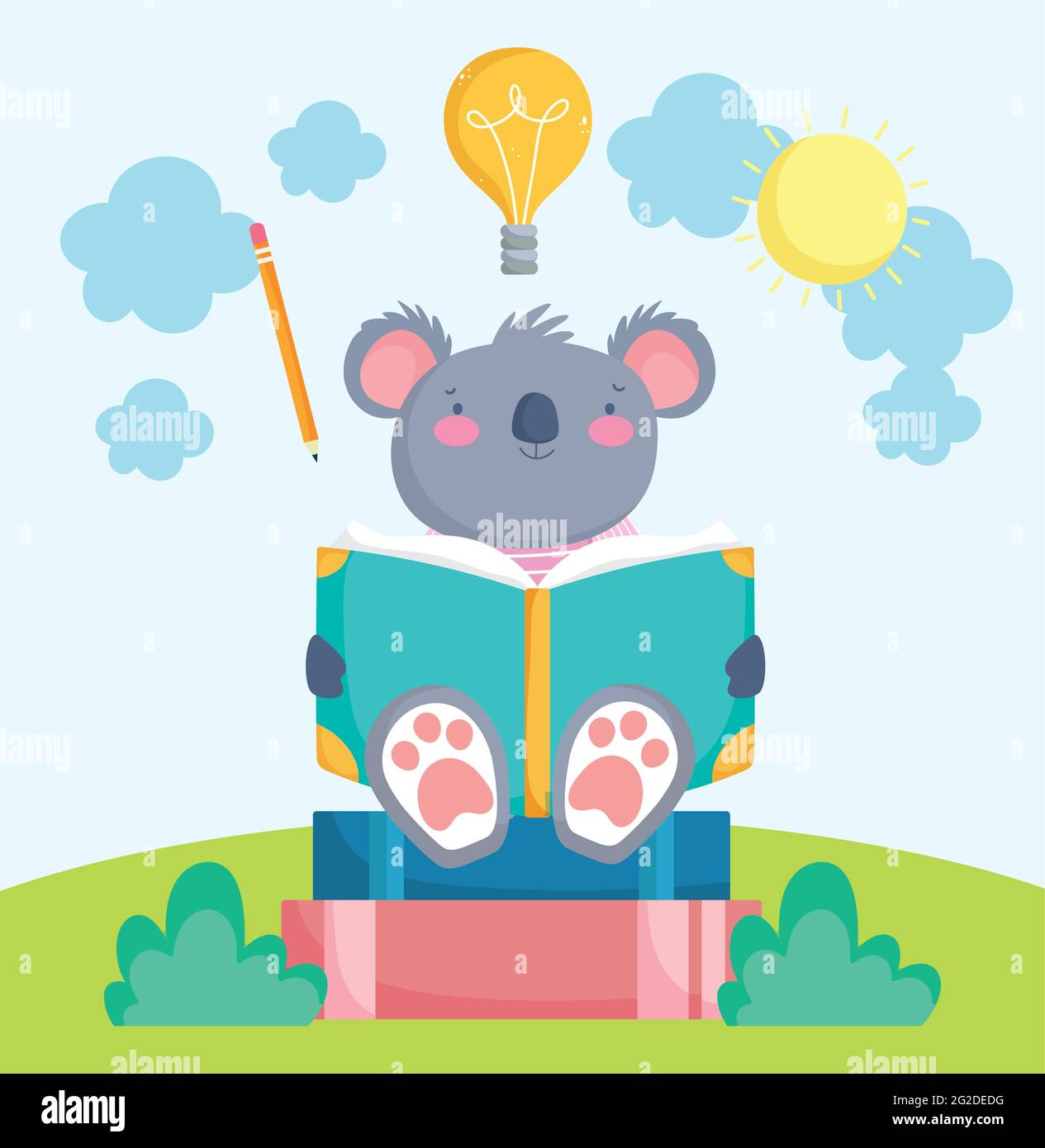 cute koala reading book Stock Vector Image & Art - Alamy
