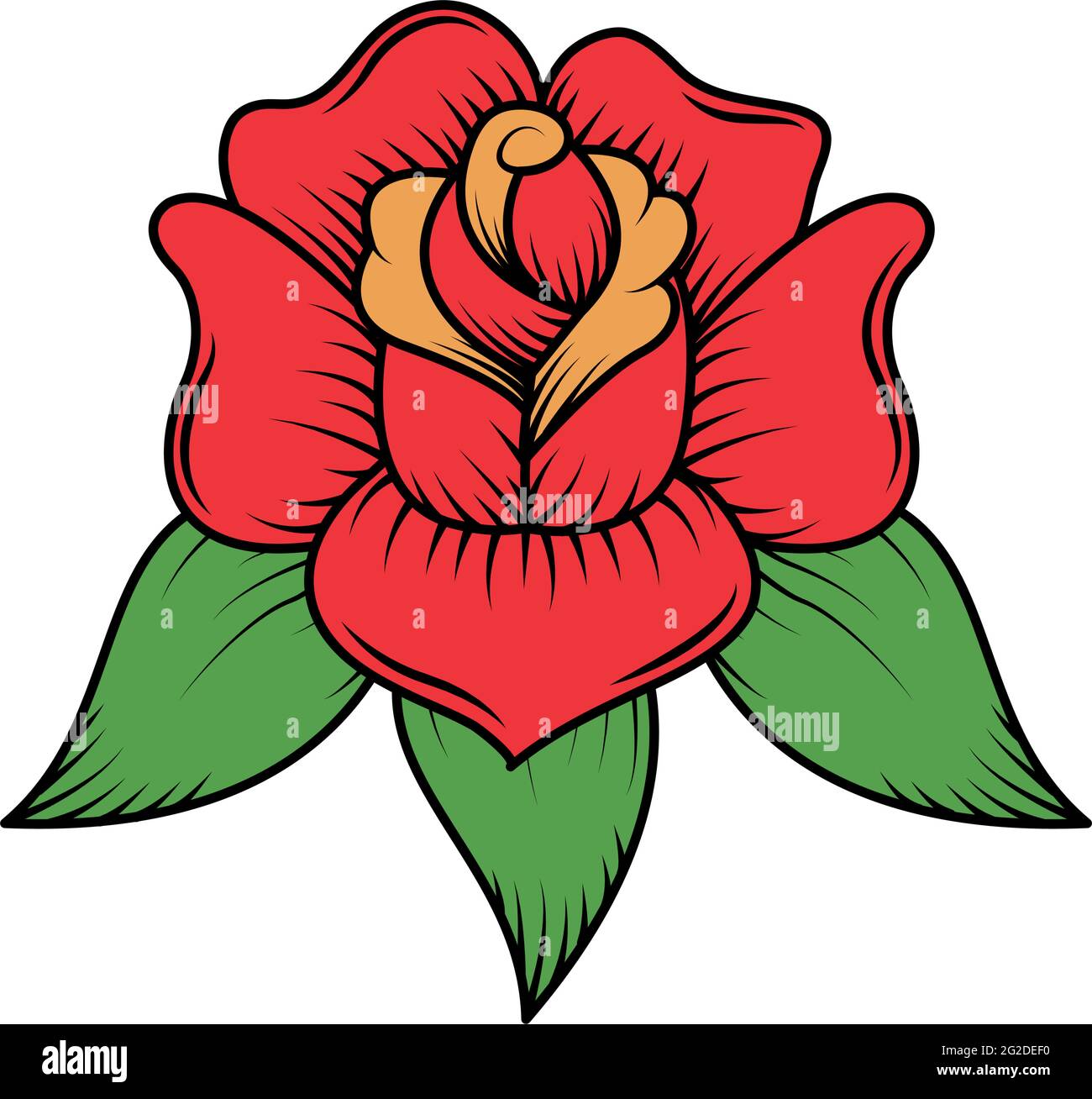 American Traditional Flower Drawing