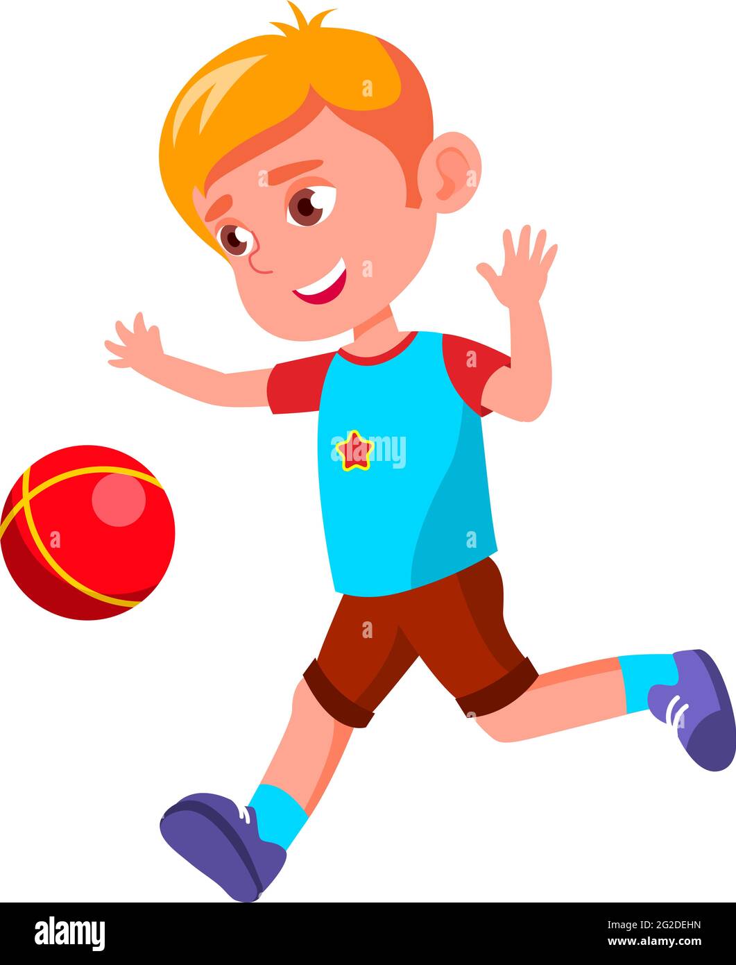 playful girl running with ball on field cartoon vector Stock Vector ...