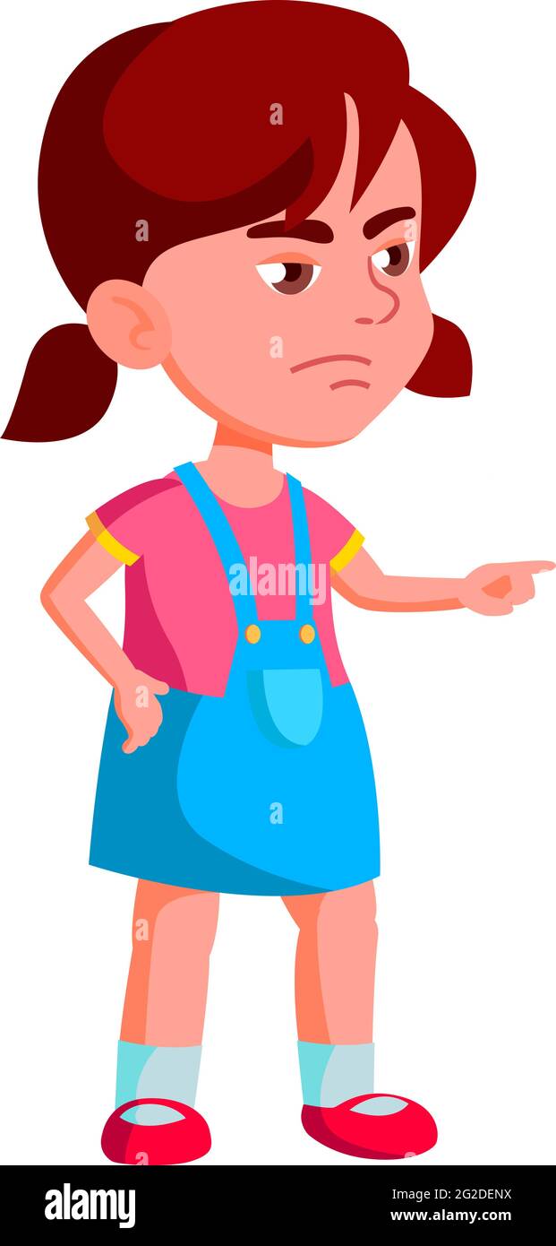 resentful girl pointing at offender on playground cartoon vector Stock ...