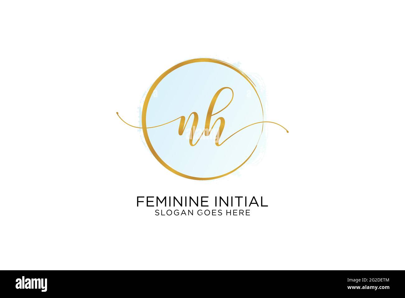 NH handwriting logo with circle template vector signature, wedding ...