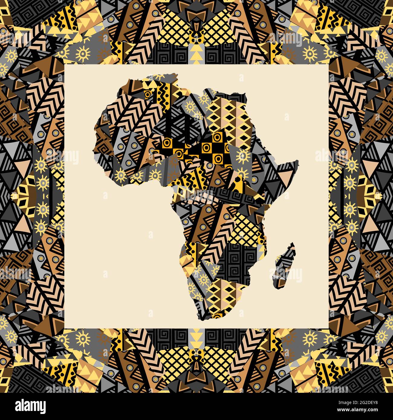 Africa map with ethnic motifs in a middle of a frame Stock Vector Image ...