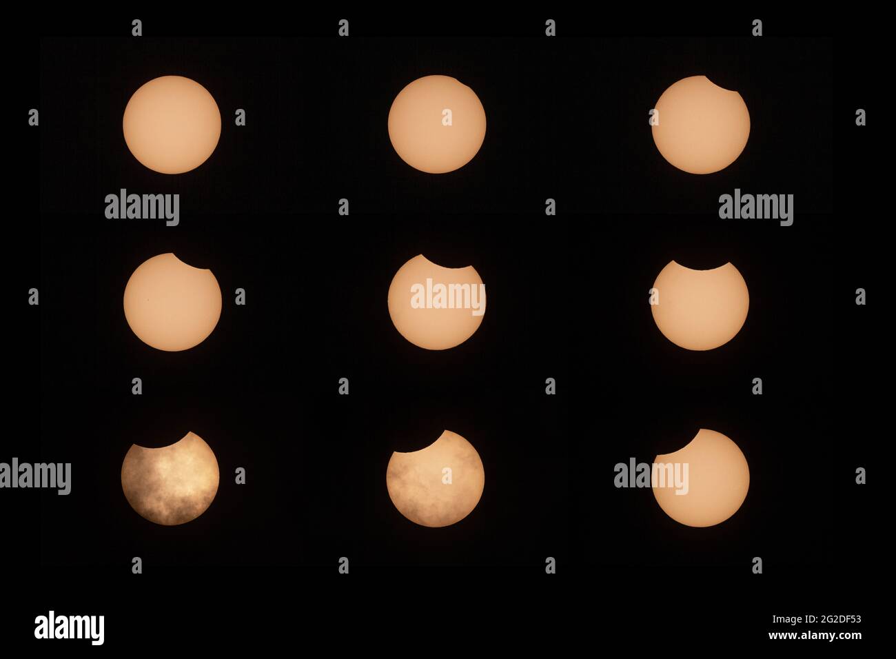 Partial solar eclipse mosaic Stock Photo - Alamy