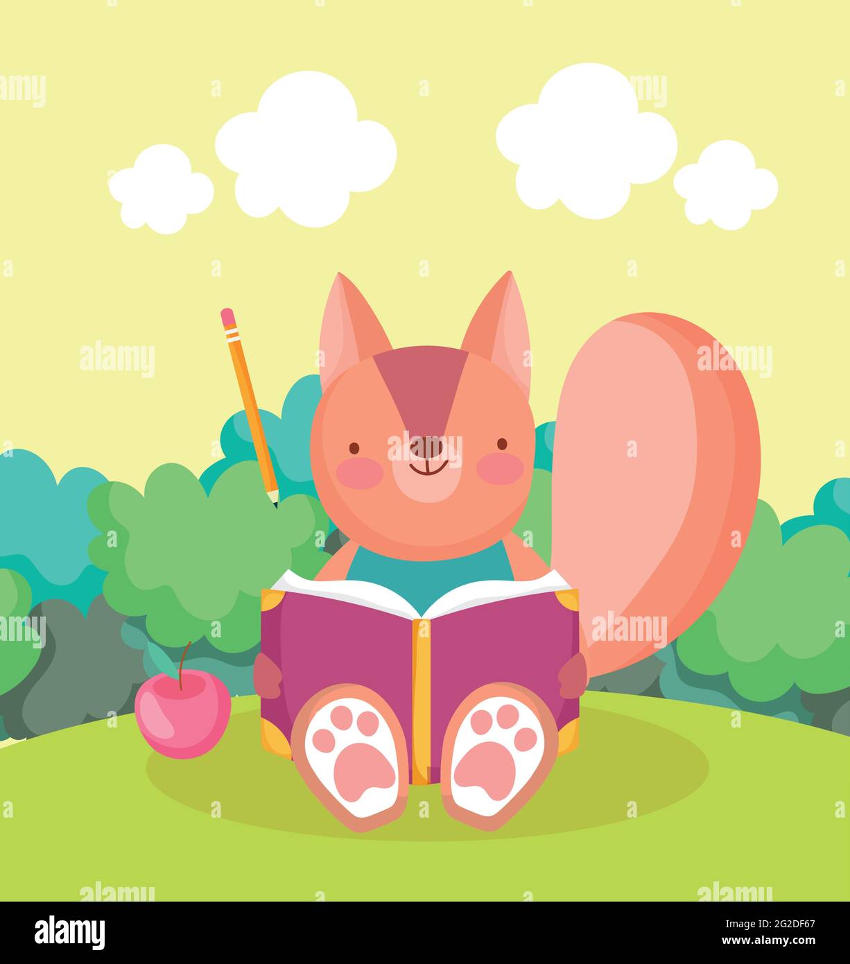 cute squirrel reading book Stock Vector Image & Art - Alamy