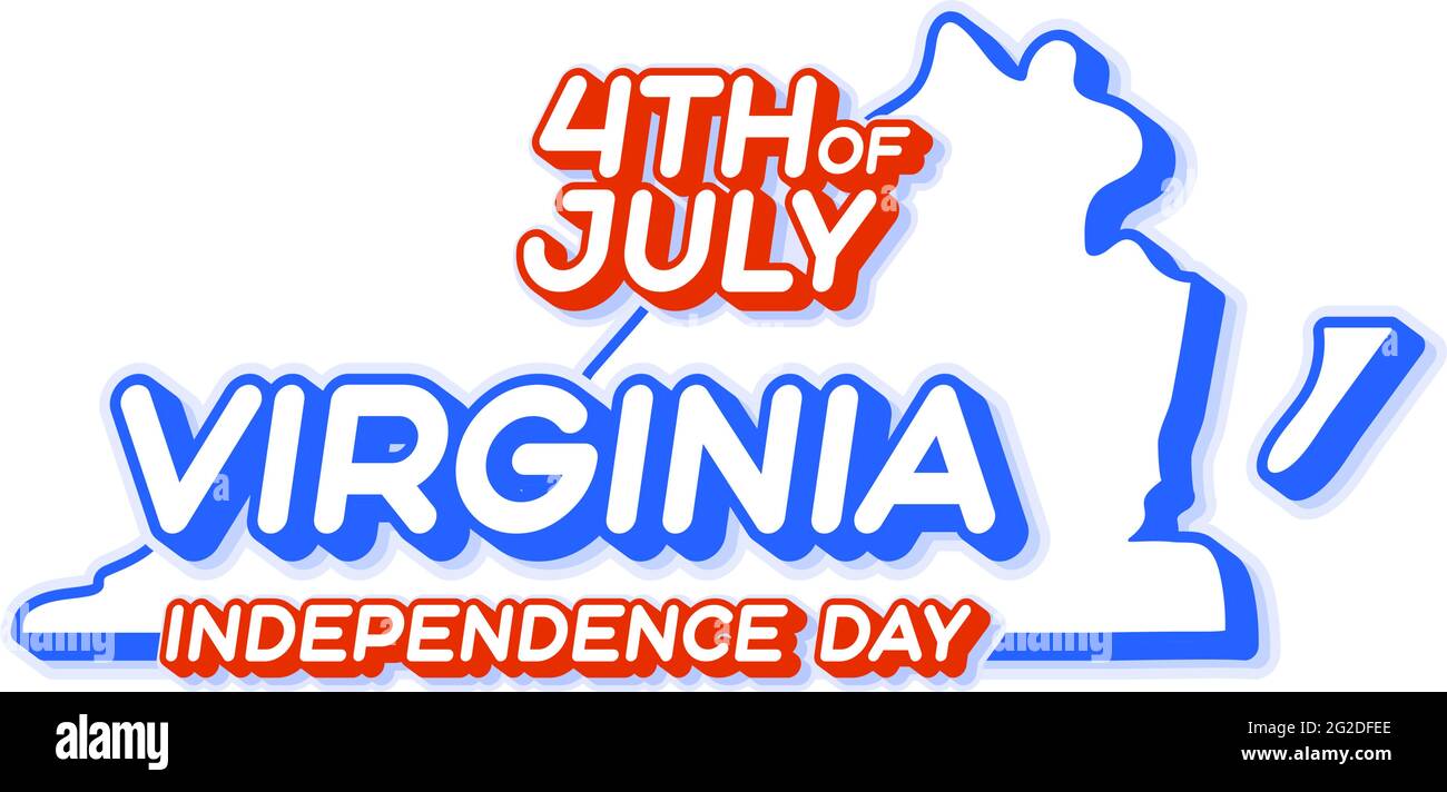 virginia state 4th of july independence day with map and USA national ...