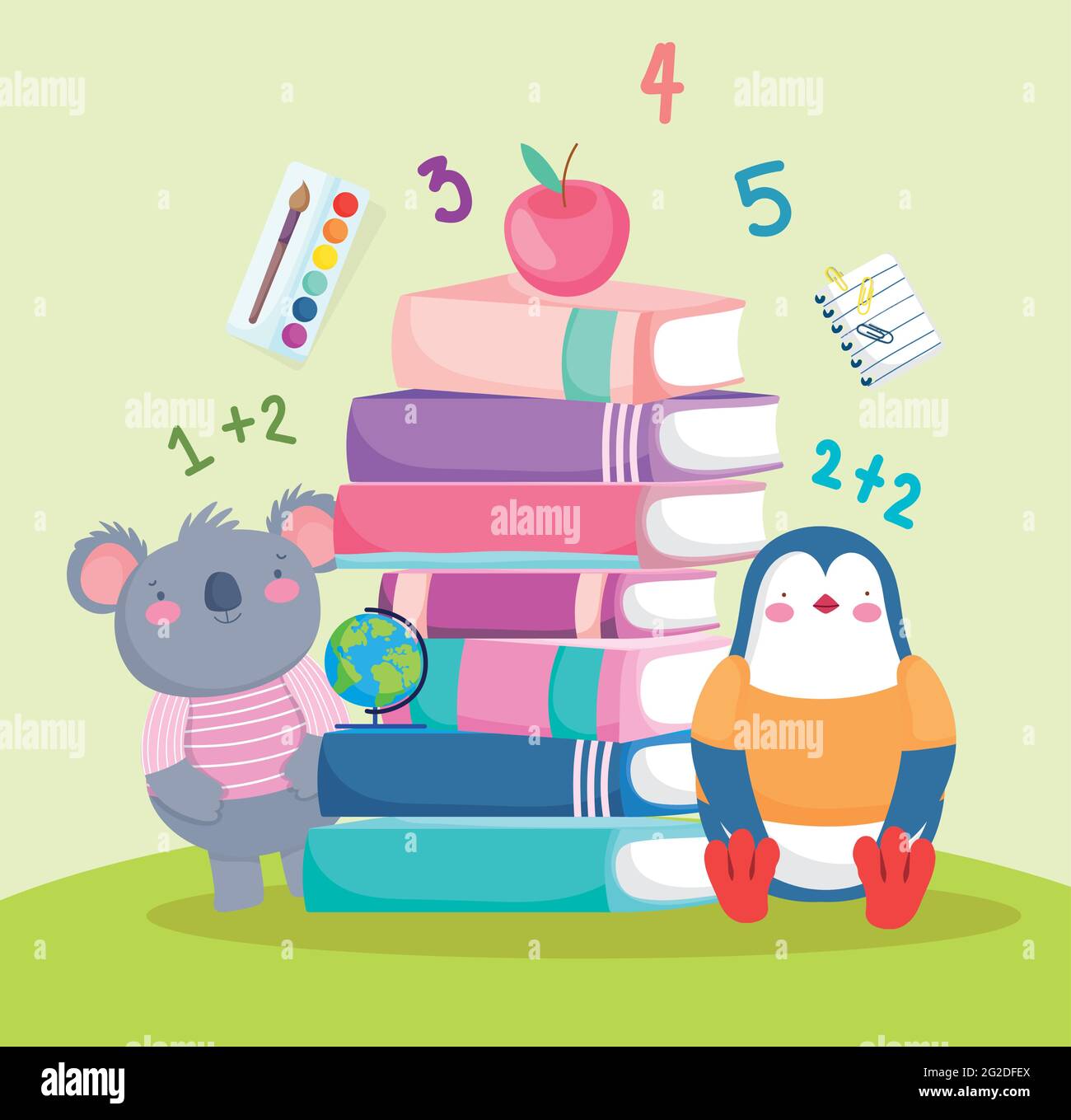 penguin koala with school books Stock Vector Image & Art - Alamy
