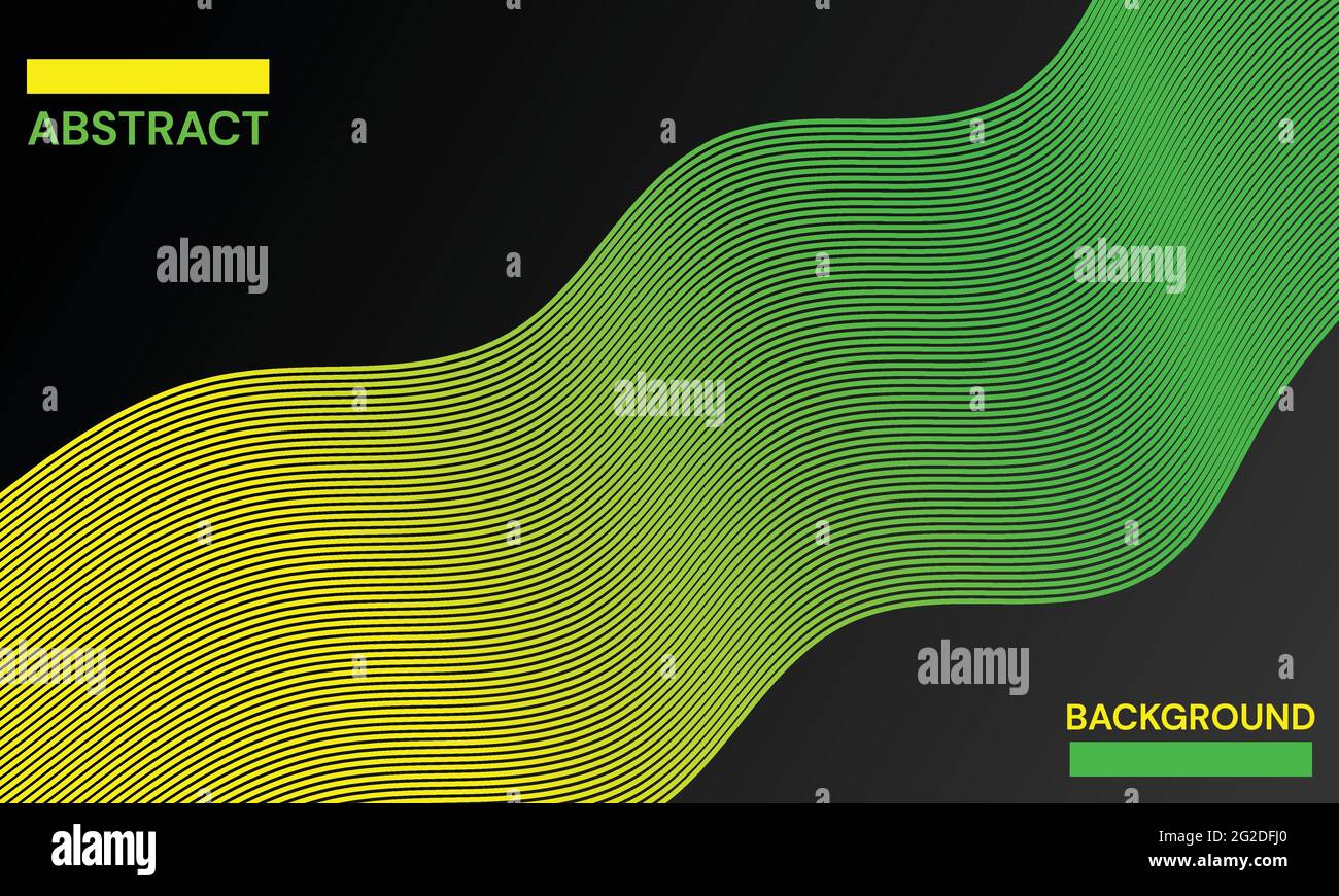 Modern Abstract background with yellow and green wavy lines. Wave line ...