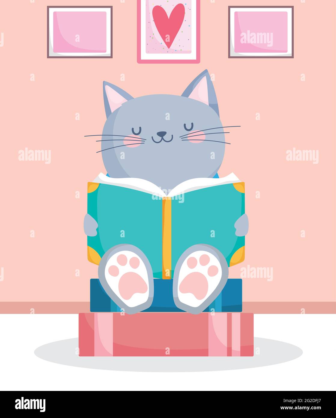 little cat with a book Stock Vector Image & Art - Alamy