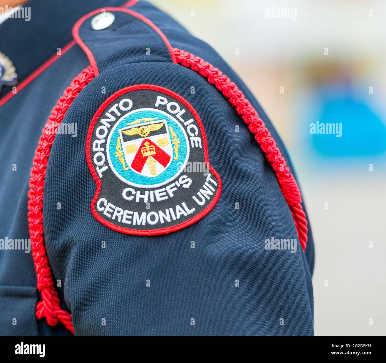 Closeup of the badge of Toronto Police - chief's ceremonial unit, worn ...